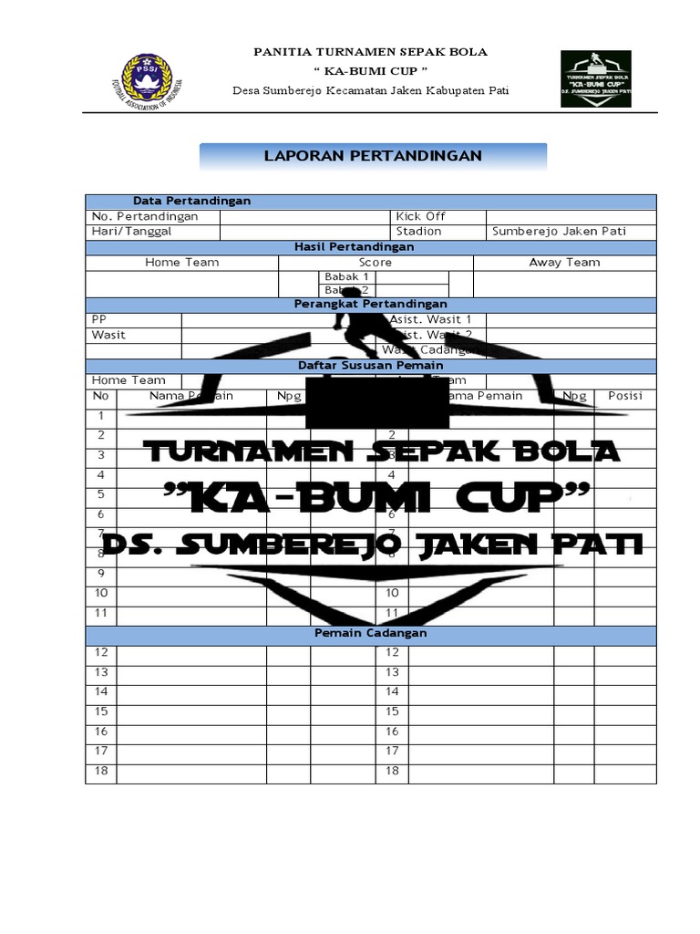 Dokumen Laporan-Pertandingan-Sepakbola | PDF