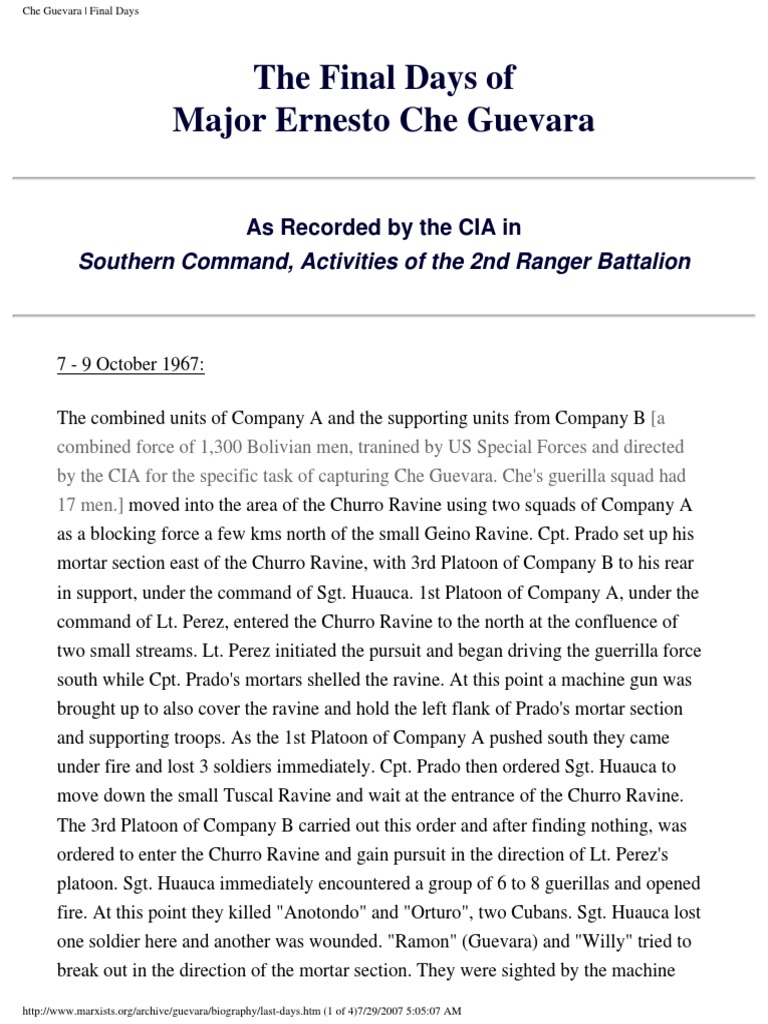 Che Guevara - Final Days | PDF | Che Guevara | Military