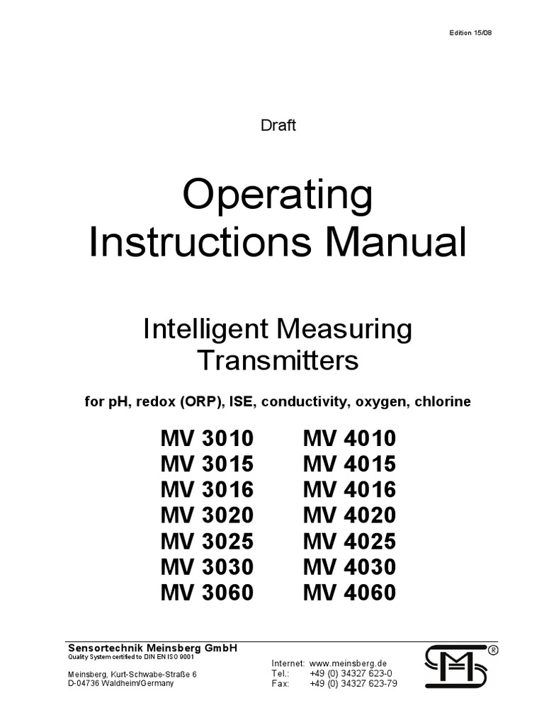 BA MV3000 MV4000 en | PDF | Calibration | Ph