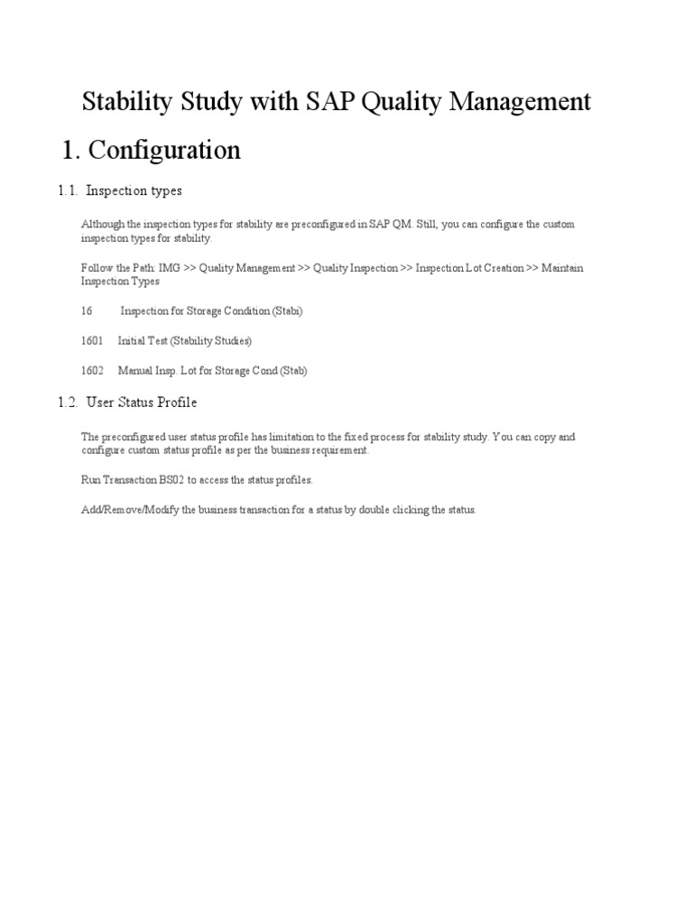 Stability Study With SAP Quality Management | PDF | Specification ...