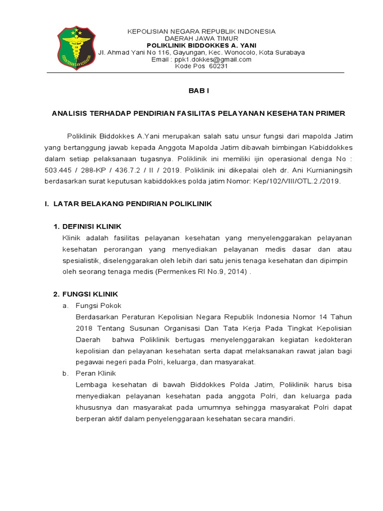 1.1 Analisis Pendirian Klinik | PDF