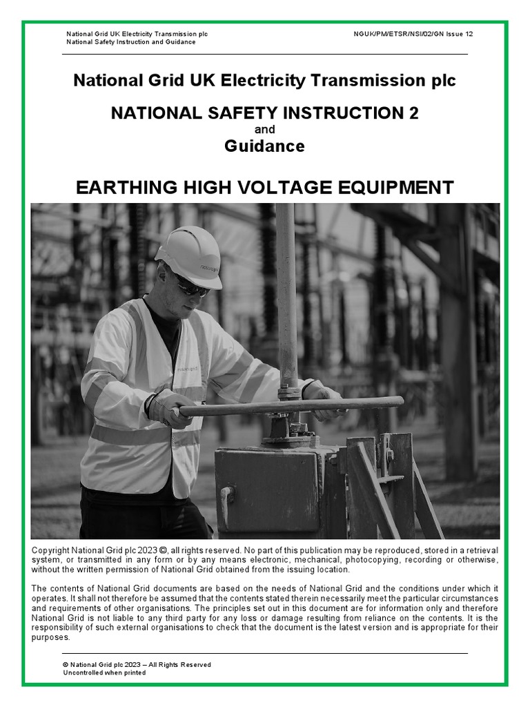 NSI 02 and Guidance - Earthing High Voltage Equipment - Issue 12 | PDF ...