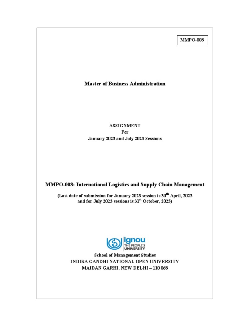 MMPO-008: Logistics & Supply Chain Assignment | PDF