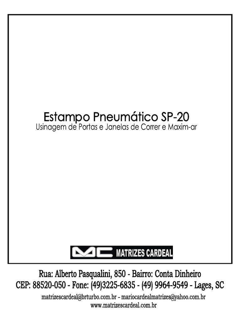 Manual Estampo MC20-SP100 - Cardeal | PDF | Materiais de construção ... Manual Estampo MC20-SP100 - Cardeal | PDF | Materiais de construção ...