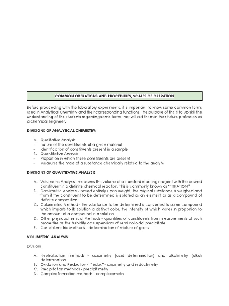 Chem 1221lab - Intro To Quantitative Analysis - Addtl Notes - 2023 ...