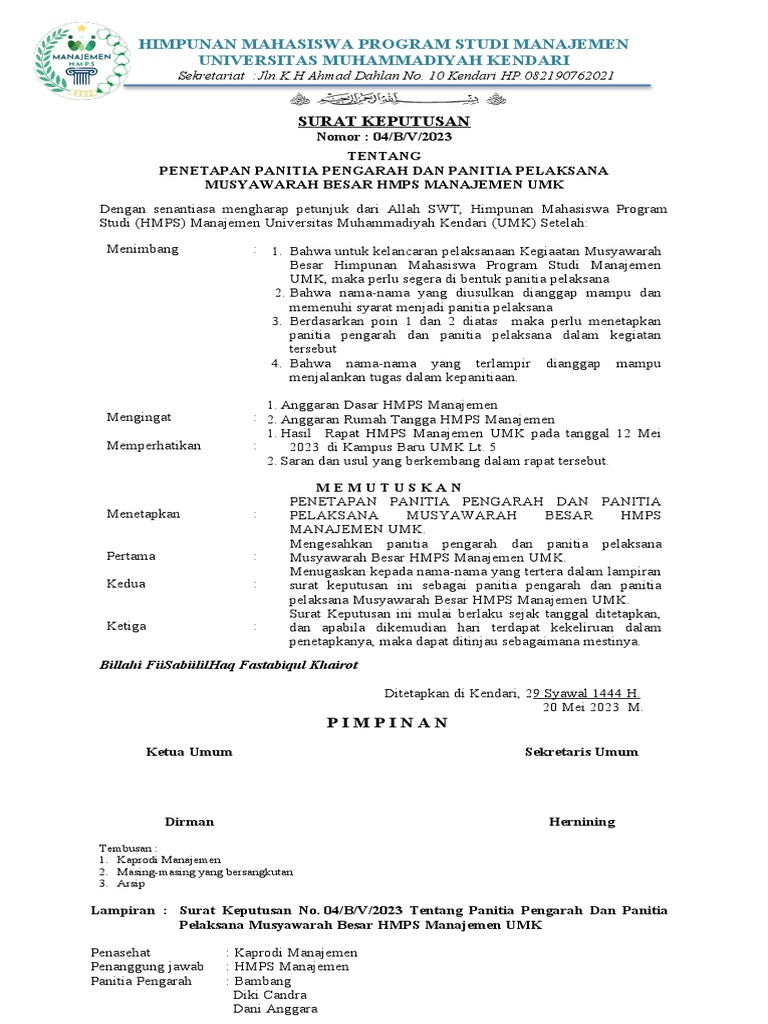 SK MUBES HMPS Manajemen UMK | PDF