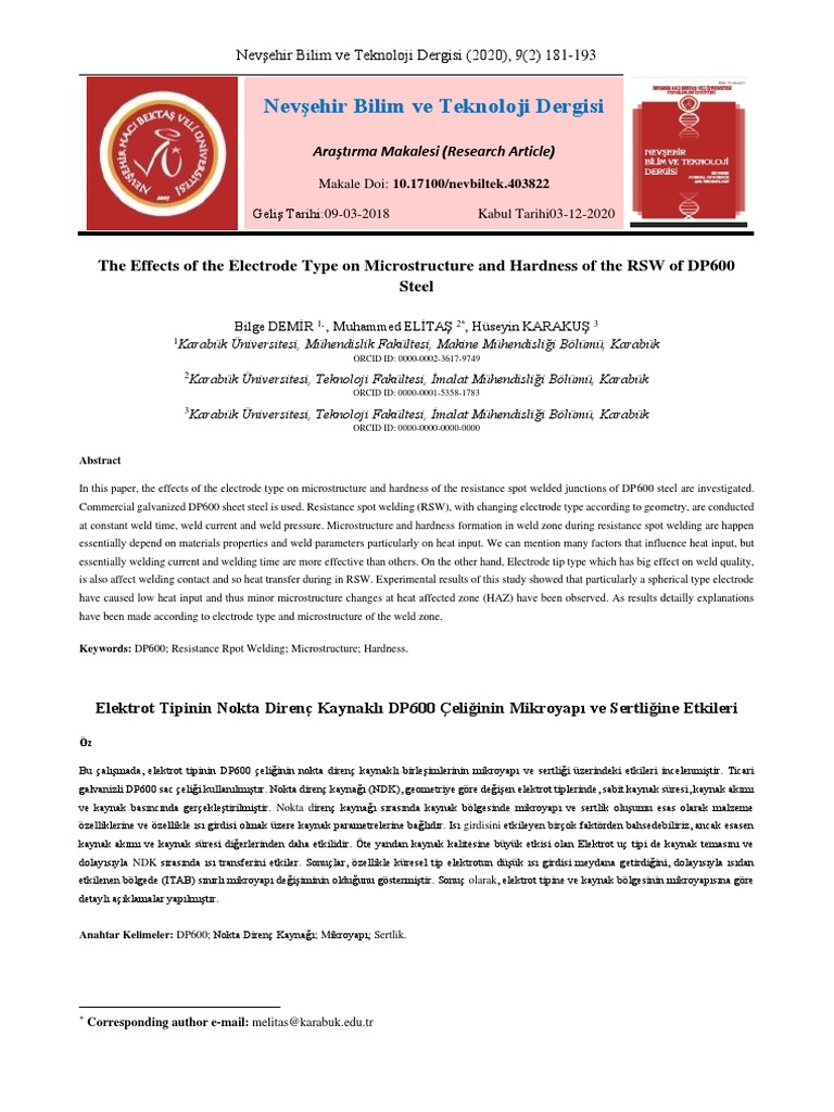 Effect of Electrode Shape in RSW | PDF