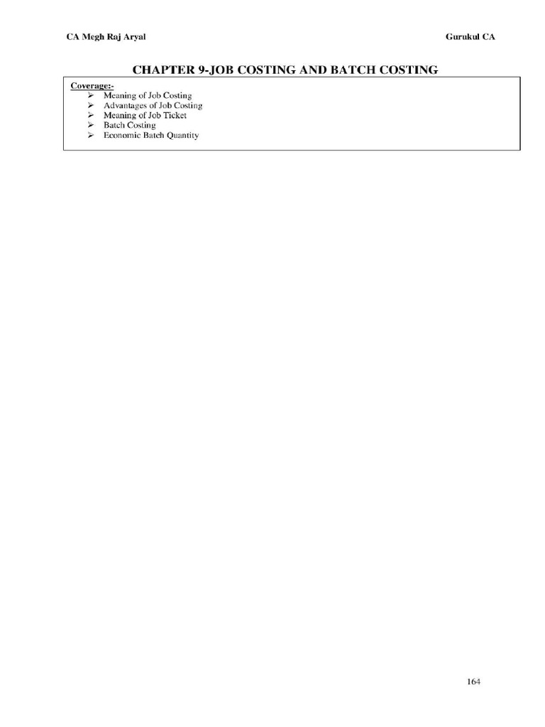 Chapter 9 Job Costing and Batch Costing | PDF