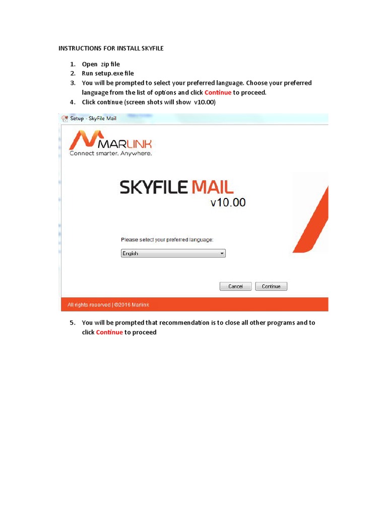 Instructions For Install Skyfile Version 10.0 | PDF
