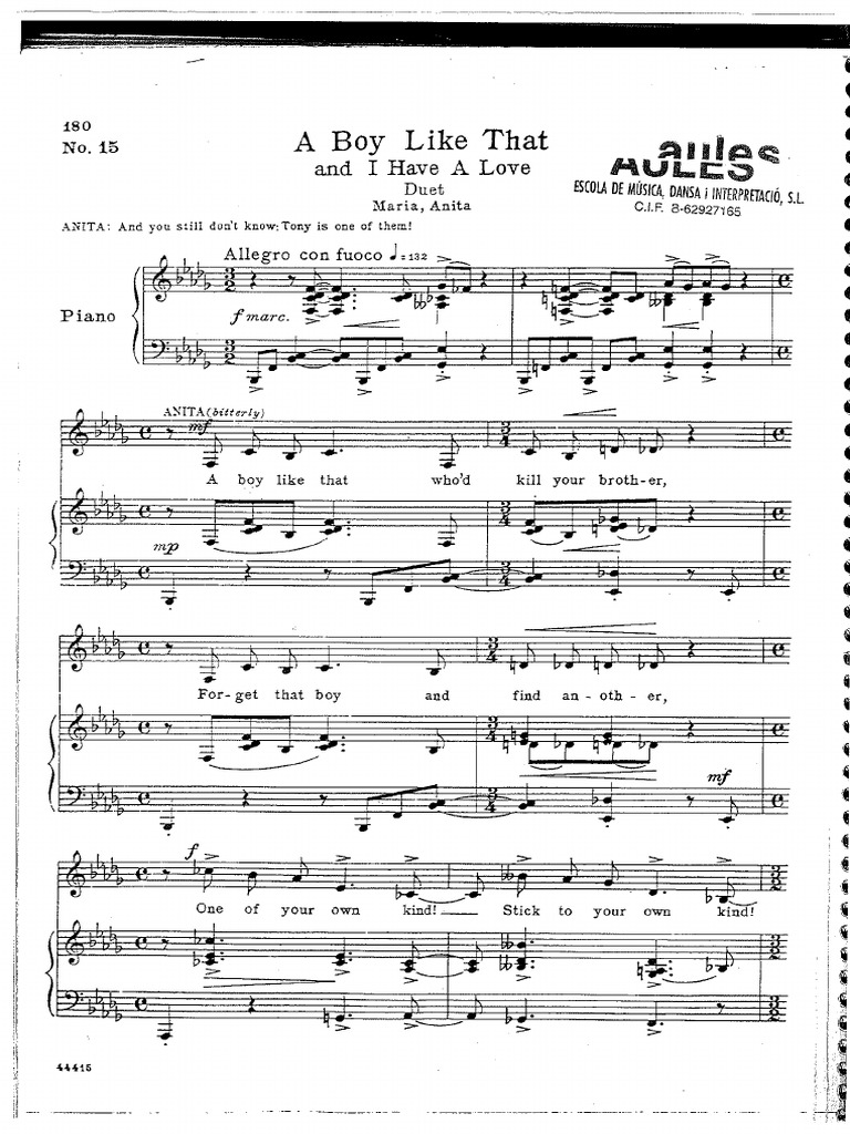 A Boy Like That - West Side Story | PDF