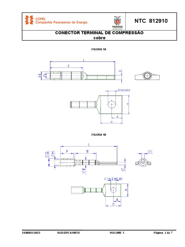 Conector Terminal de Compressão NTC 812910 | PDF | Parafuso | Condutor ...
