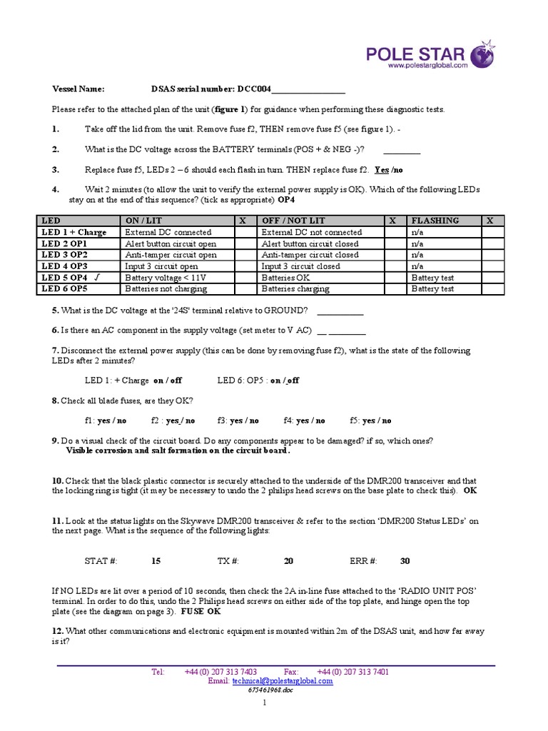 Dsas Diagnostic Checklist v1 4+ Rev (3 0) | PDF | Power Supply | Fuse (Electrical)
