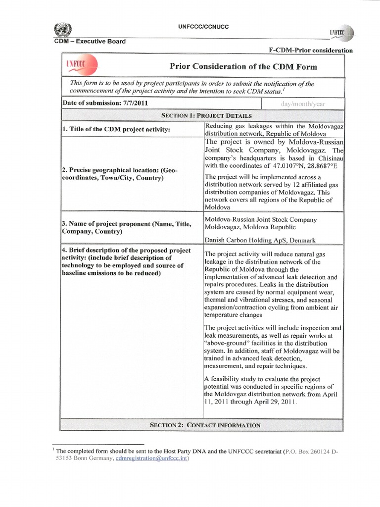 CDM Consideration - Reducing Gas Leakages Within The Moldovagaz | PDF