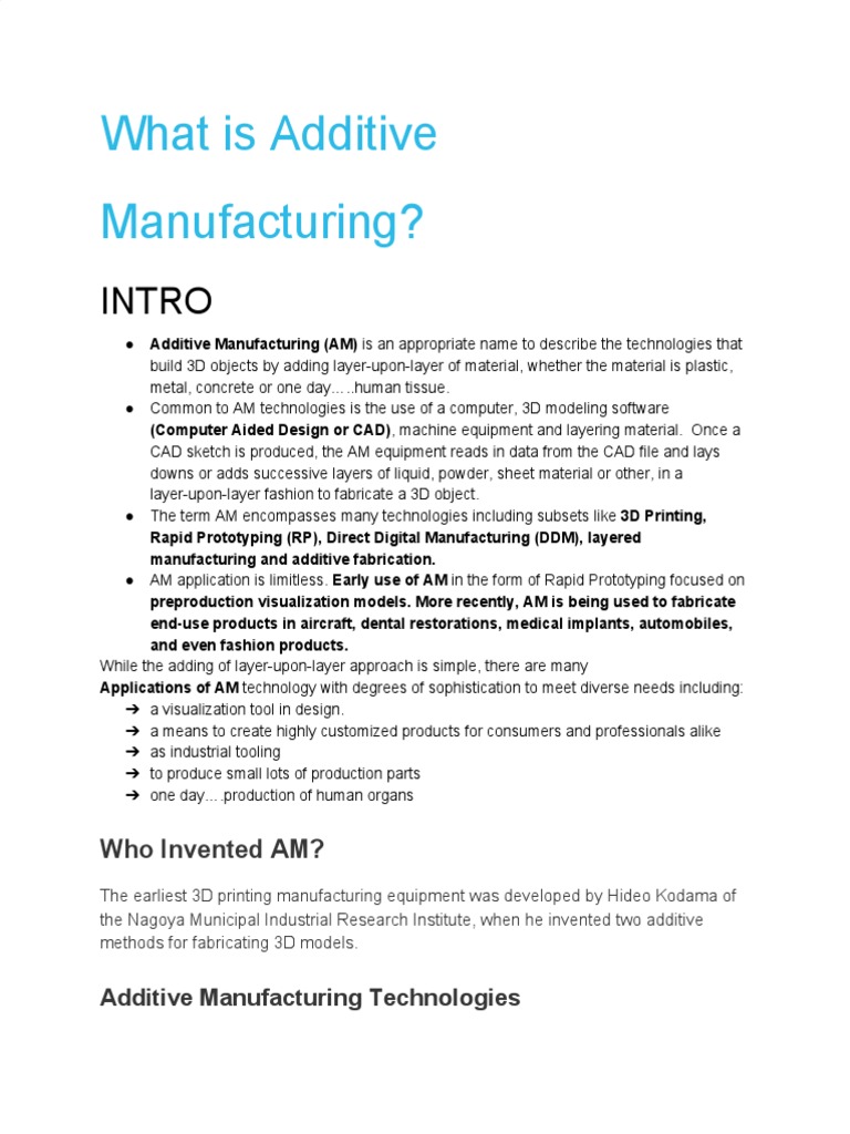 Additive Manufacturing | PDF | 3 D Printing | Mechanical Engineering