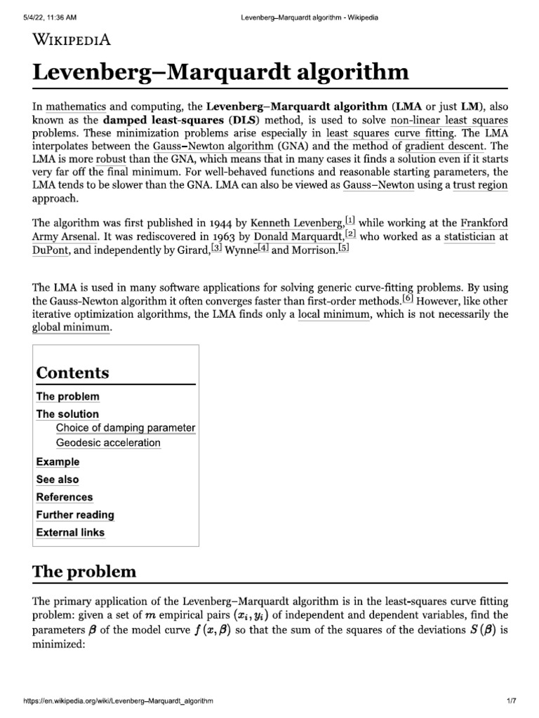 Levenberg Marquardt | PDF