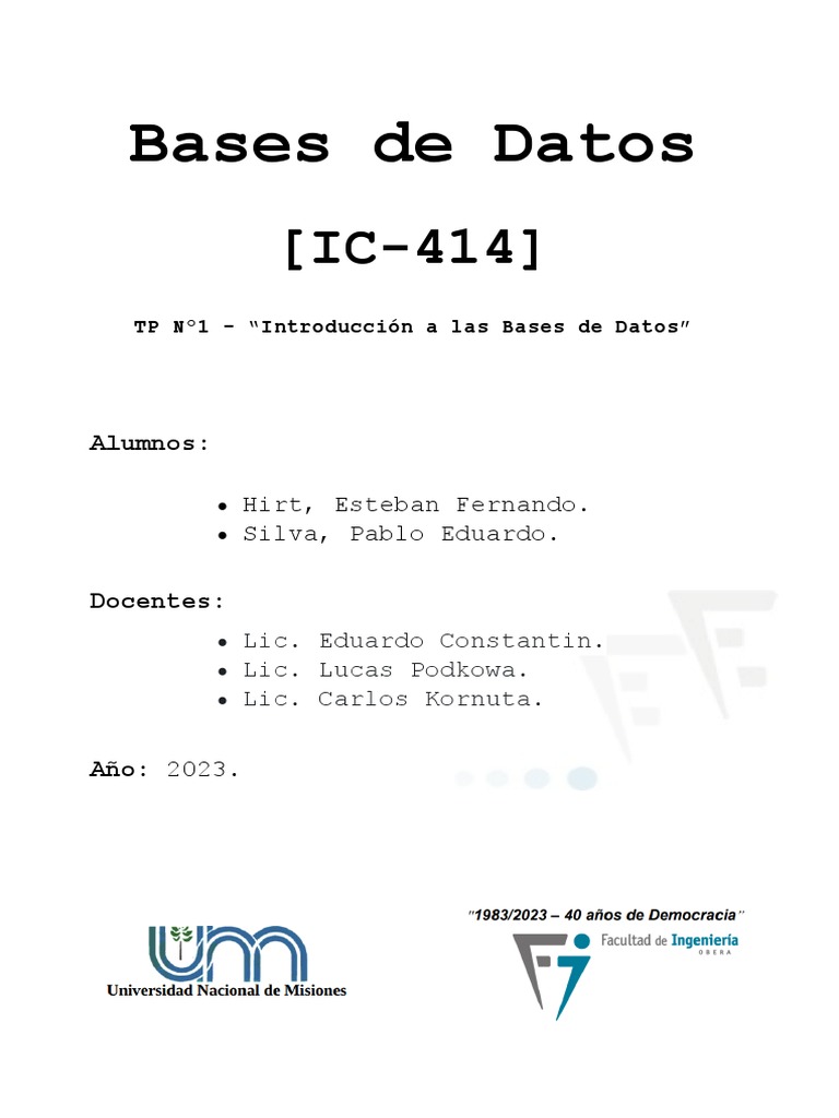 TP Nº2 Silva Hirt | Descargar gratis PDF | Bases de datos