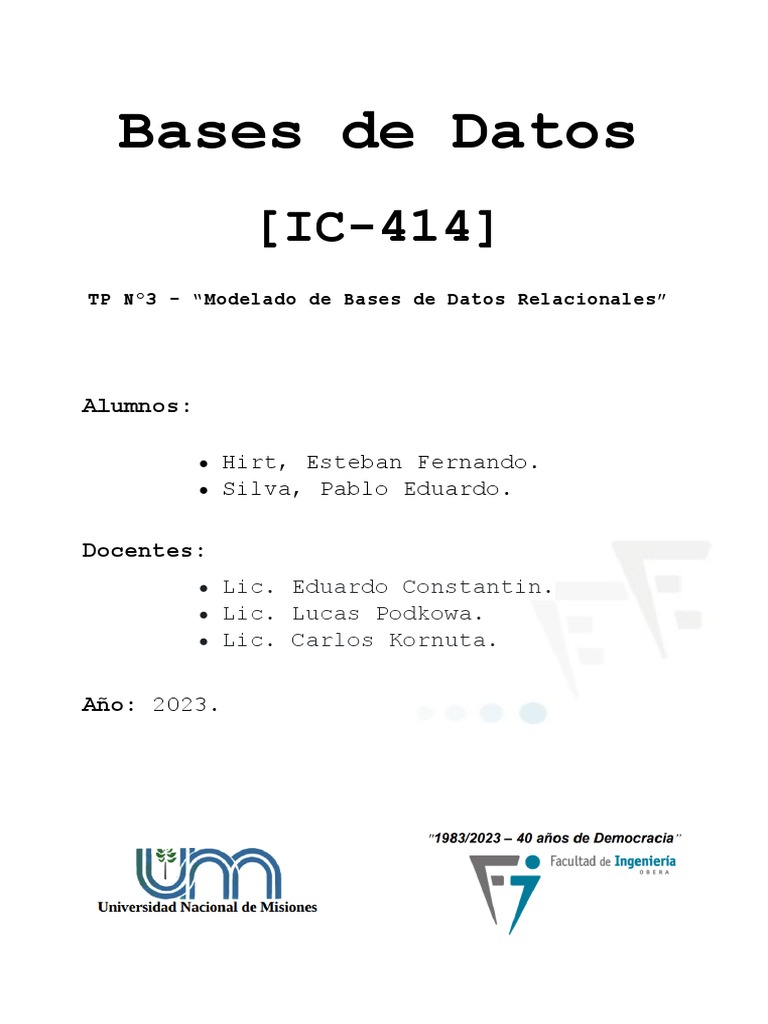 TP Nº3 Silva Hirt | PDF | Base de datos relacional | Bases de datos