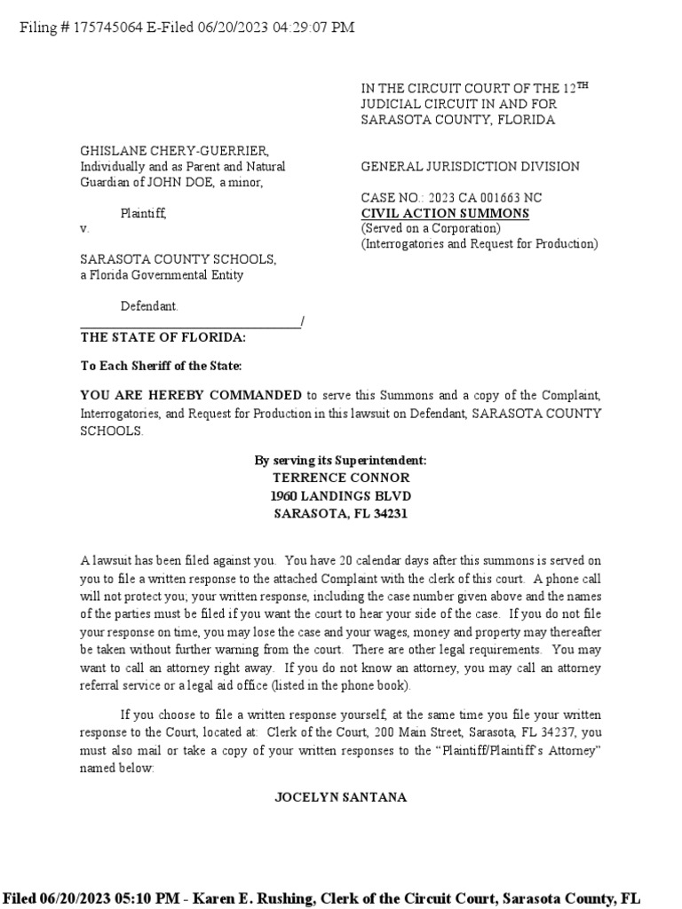 Summons Filed 6 - 20 | PDF | Lawsuit | Complaint