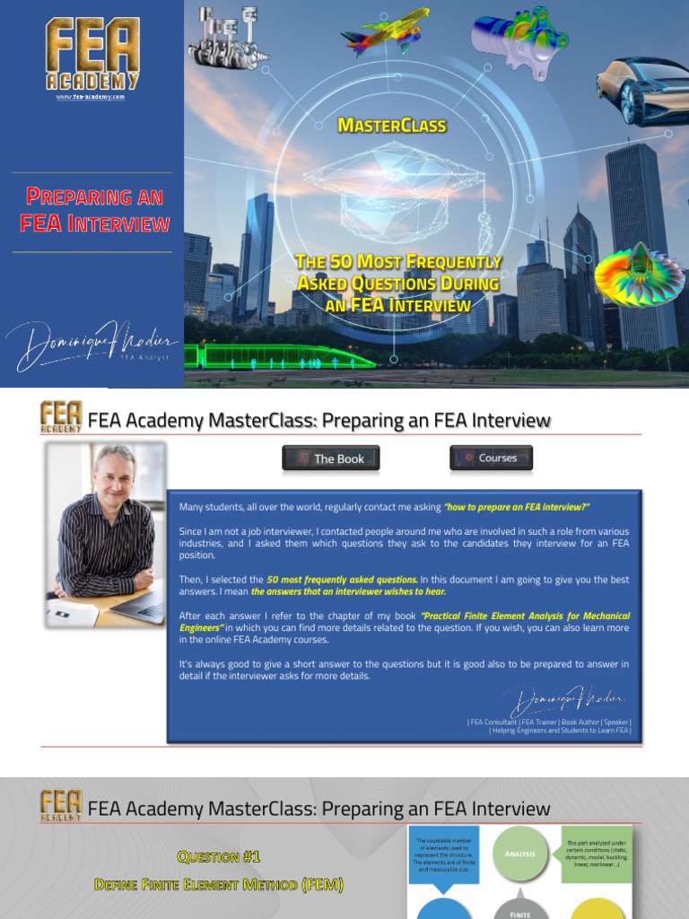 FEA Academy MasterClass - Preparing An FEA Interview | PDF | Finite Element Method | Partial ...