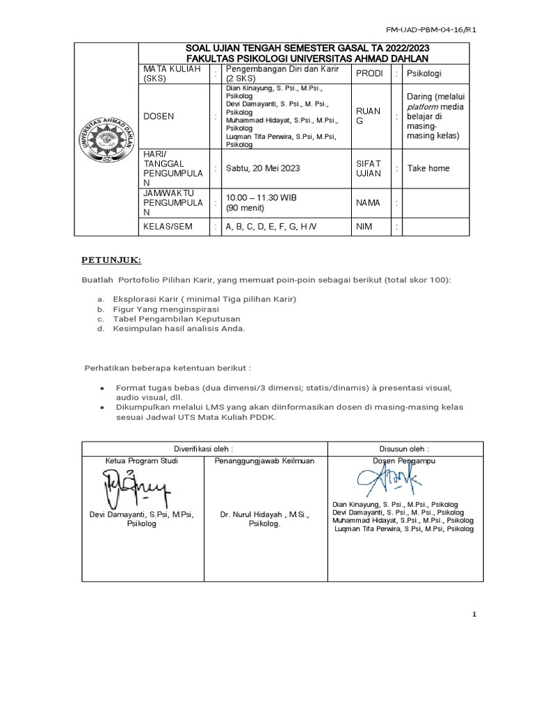 TTD - Soal UTS PDDK Mei 2023 | PDF