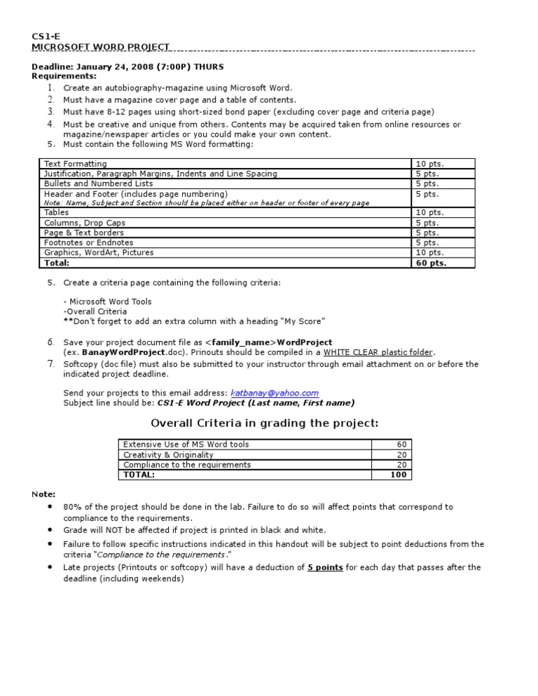 Ms Word Project | PDF | Microsoft Word | Computer File