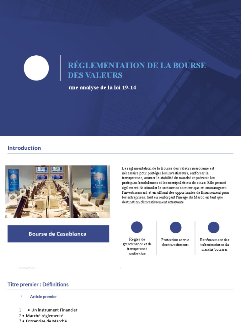 Loi 19-14 Presentation 3 | PDF | Bourse des valeurs | Investisseurs