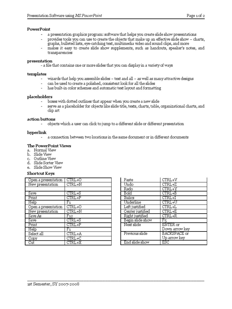 Ms Power Point Handout | PDF | Microsoft Power Point | Media Technology