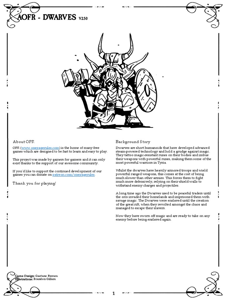 AOFR - Dwarves v2.50 | PDF | Artillery | Hazards