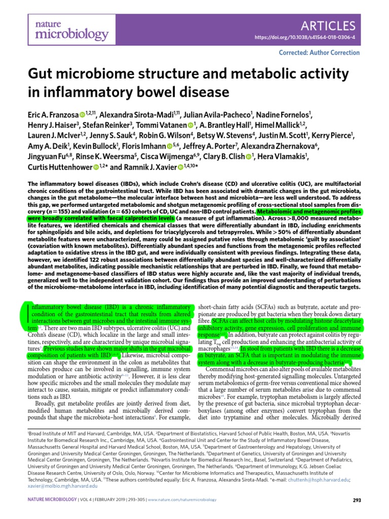 Franzosa 2018 | Download Free PDF | Inflammatory Bowel Disease | Metabolomics