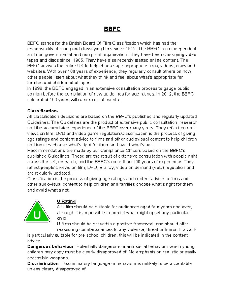 BBFC | PDF | Violence