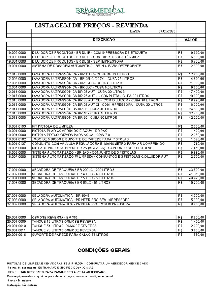 TABELA DE PREÇOS - REVENDA maio 2023 | PDF