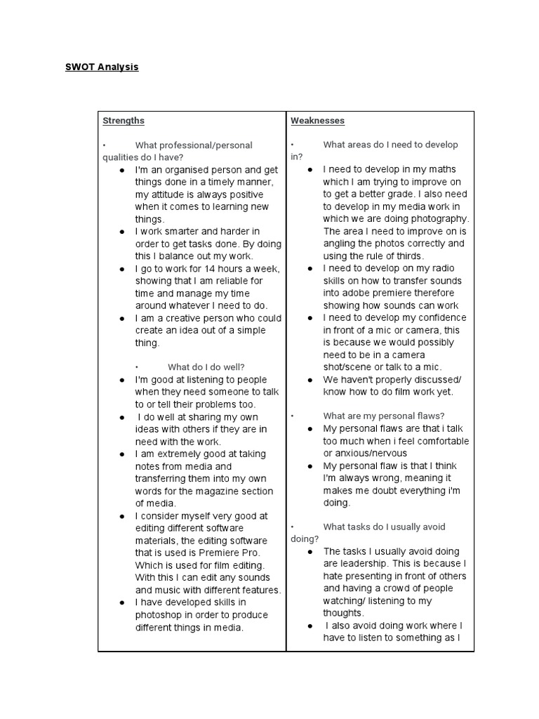Film Swot Analysis | PDF | Communication | Cognitive Science