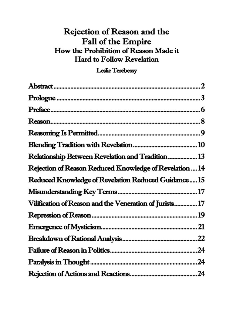 Rejection of Reason and The Fall of Emp | PDF | Reason | Revelation