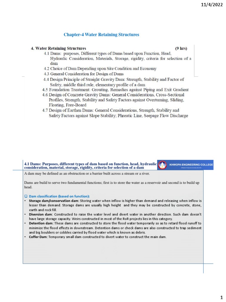 Chapter-04 Water Retaining Structures | PDF | Dam | Soil Mechanics