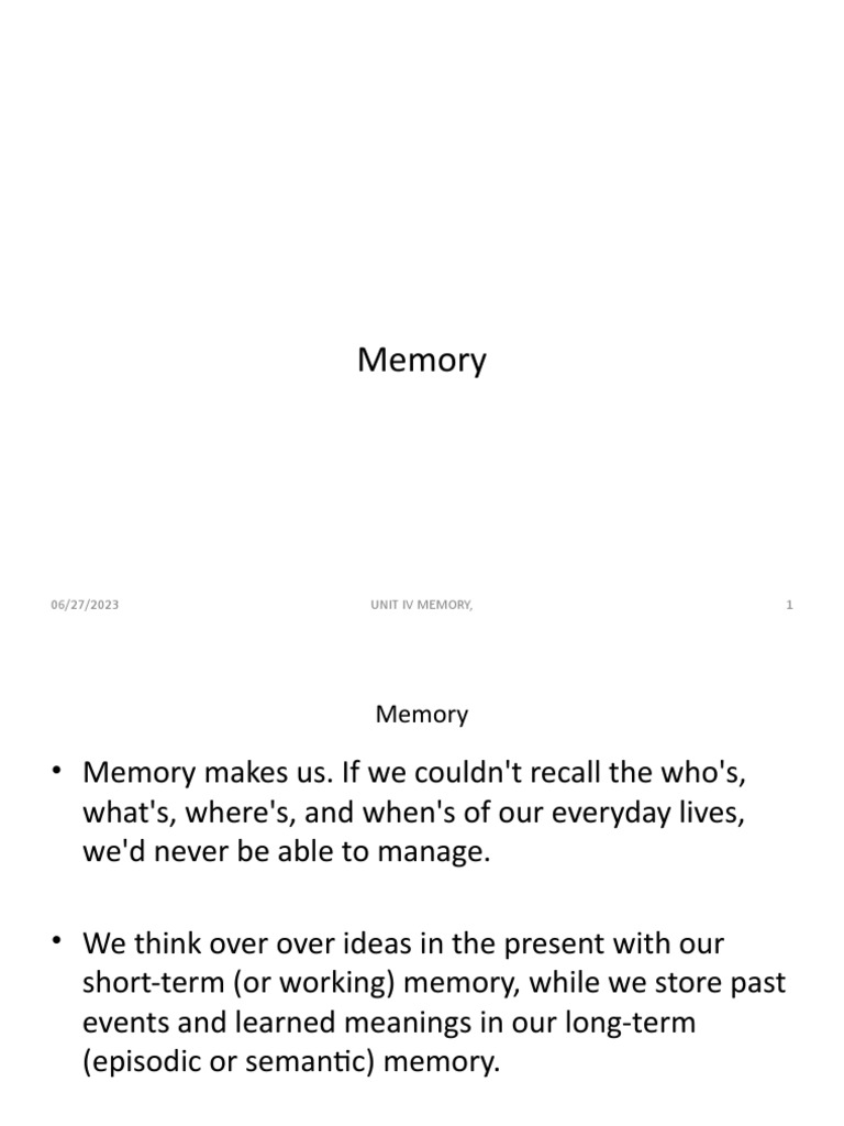 Memory | PDF | Memory | Amnesia