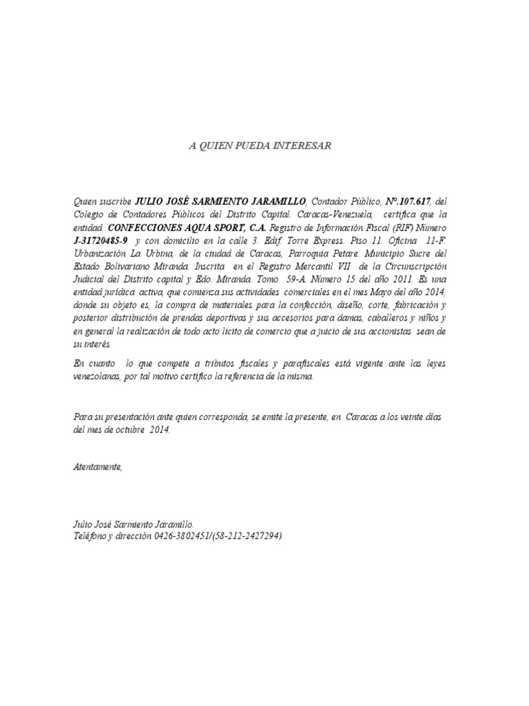 A Quien Pueda Interesar | PDF