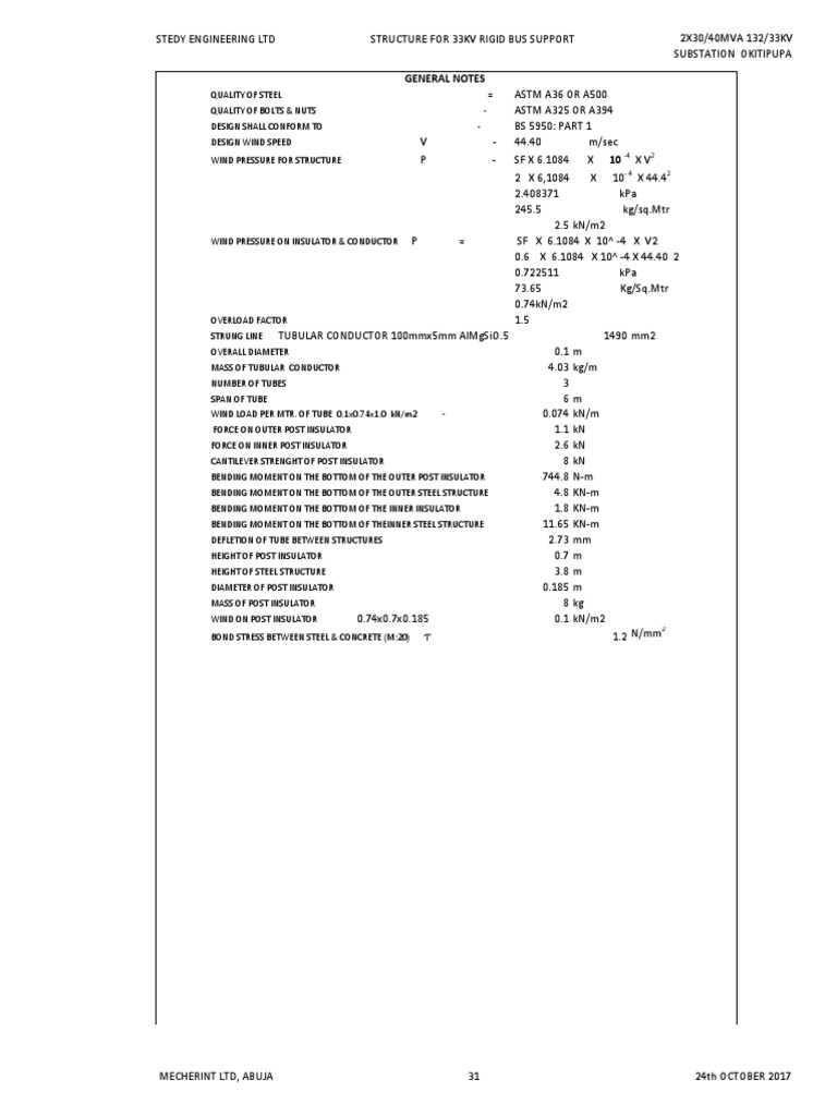 33KV Rigid Bus Support | PDF | Young's Modulus | Strength Of Materials