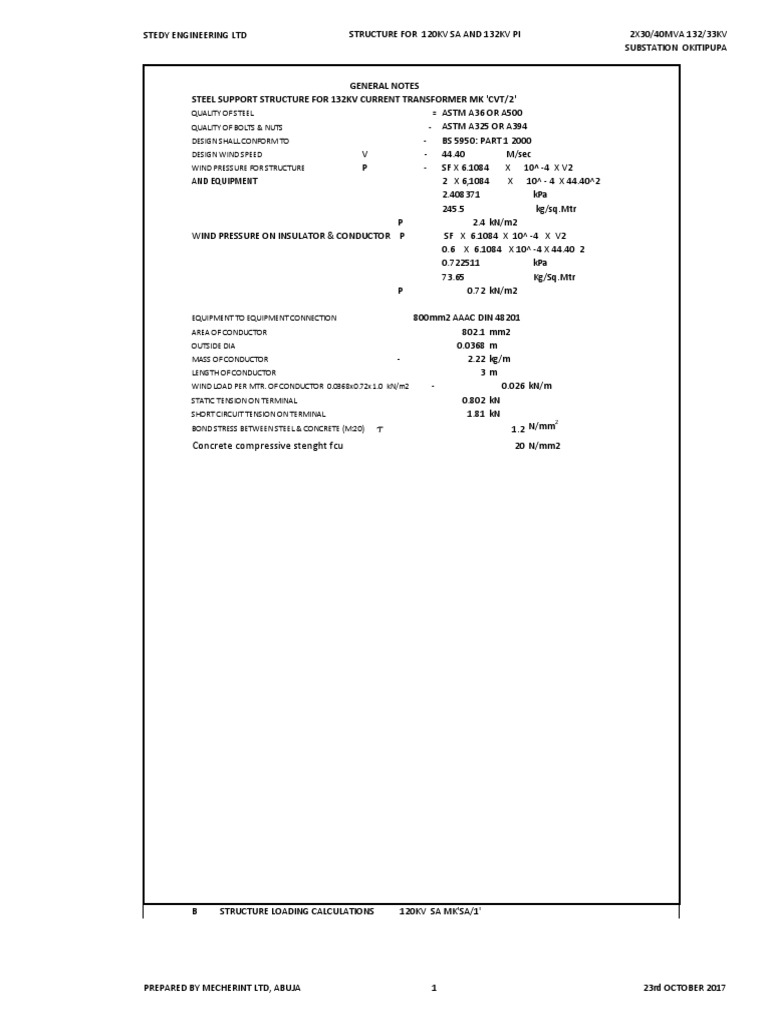 132KV Pi and Sa Steel Support Structures New | PDF | Strength Of Materials | Tension (Physics)