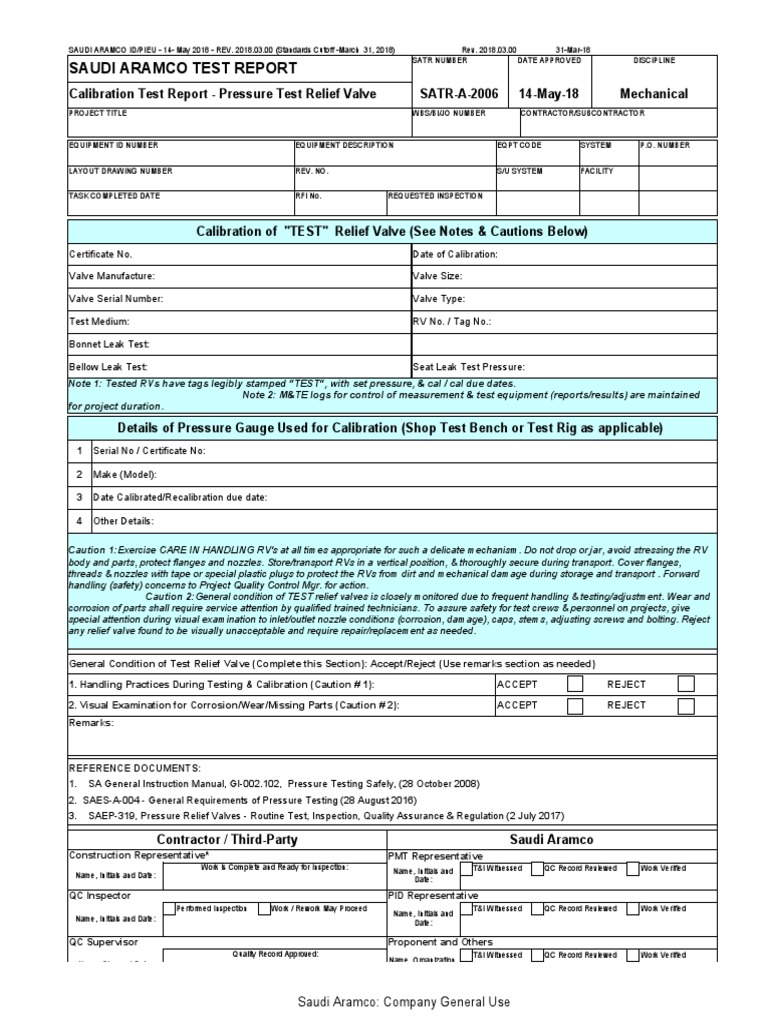 Satr A 2006 | PDF | Valve | Calibration