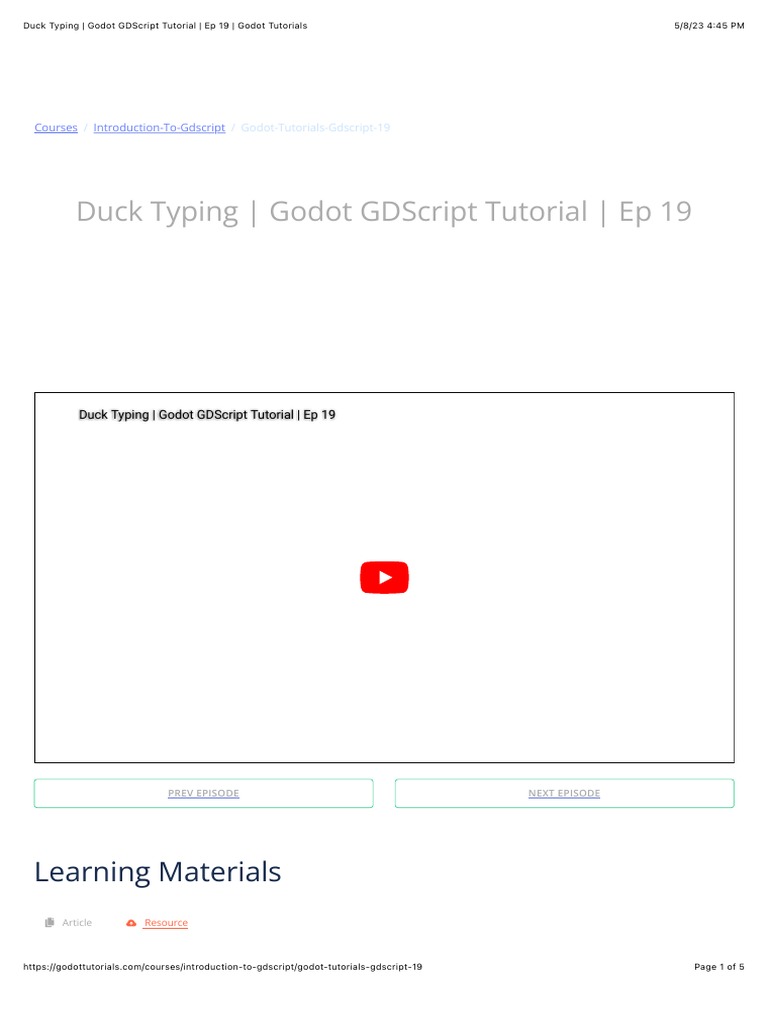 Duck Typing Godot GDScript Tutorial Ep 19 Godot Tutorials | PDF ... Duck Typing Godot GDScript Tutorial Ep 19 Godot Tutorials | PDF ...