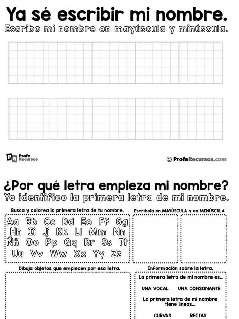 Fichas Aprendo Mi Nombre (Proferecursos.com) | PDF