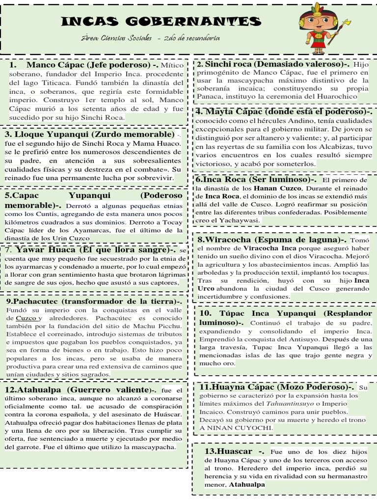 Ficha 2do A | PDF | Imperio Inca | Perú