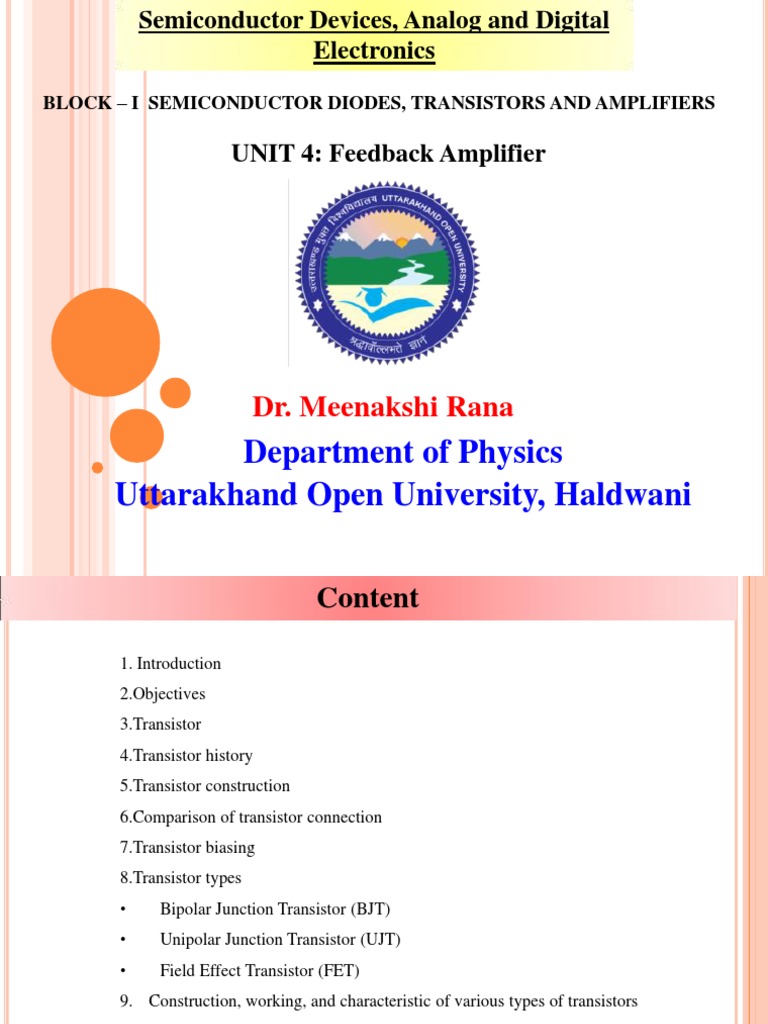 Unit 4-Feedback Amplifier by Dr. Meenakshi Rana | PDF | Amplifier ...