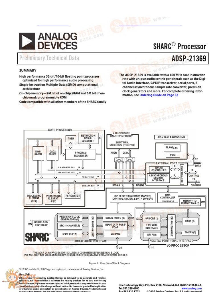 Sharc Processor ADSP-21369: Preliminary Technical Data | PDF | Digital Signal Processor ...