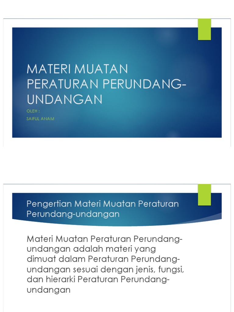 Materi Muatan Peraturan Perundang-Undangan | PDF