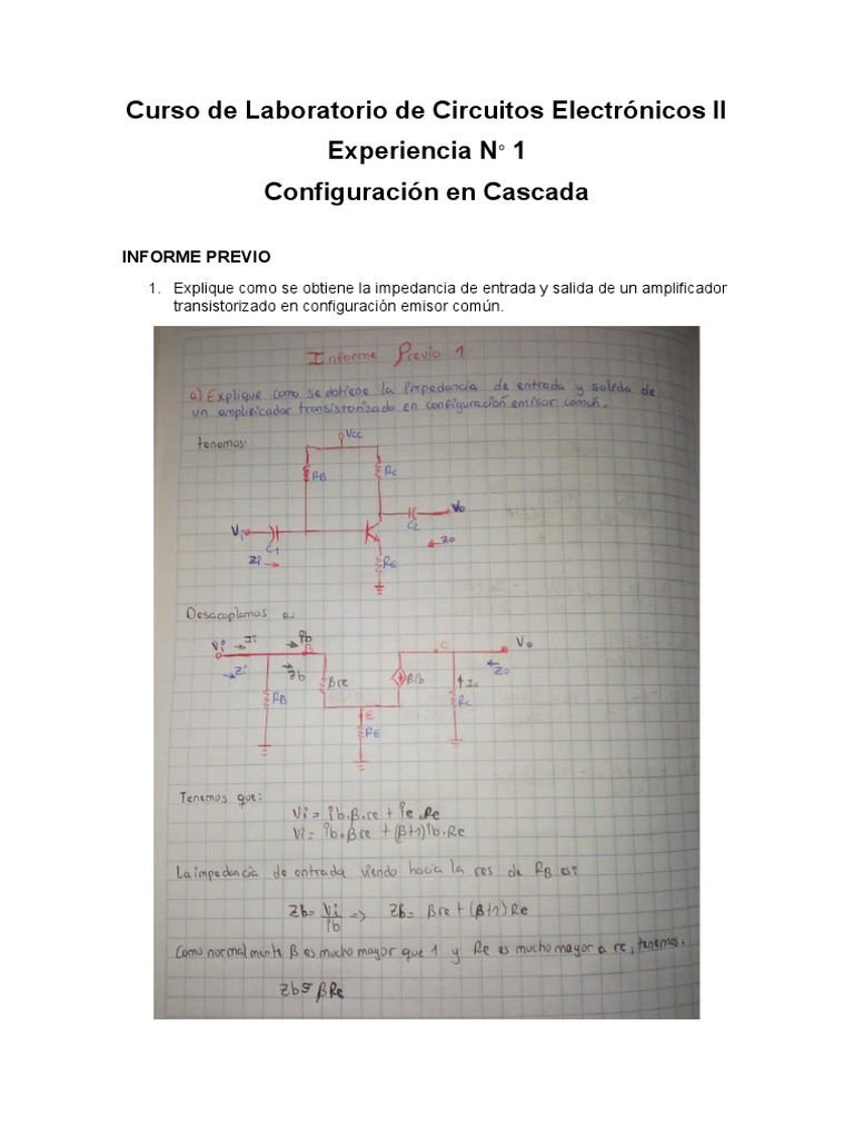 Informe Previo 1 Circuitos Electrónicos II - Padilla Huamán Yossue | PDF