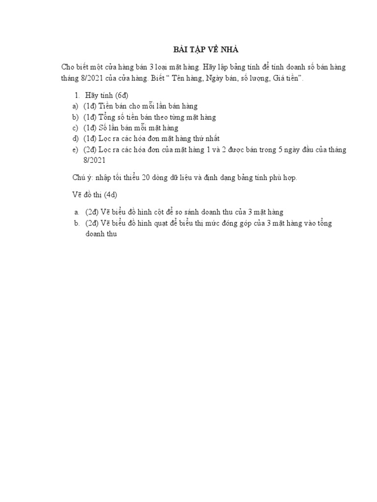 BT EXCEL Buoi 2 | PDF