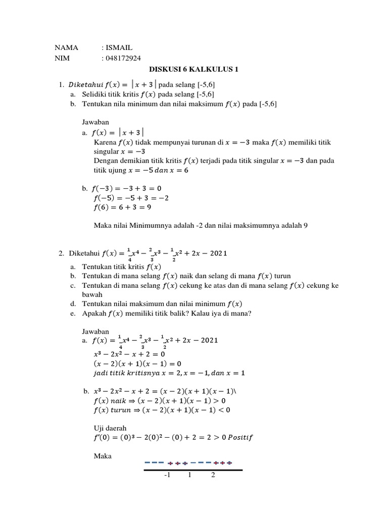 Ismail - Diskusi Sesi 6 Kalkulus-1 | PDF