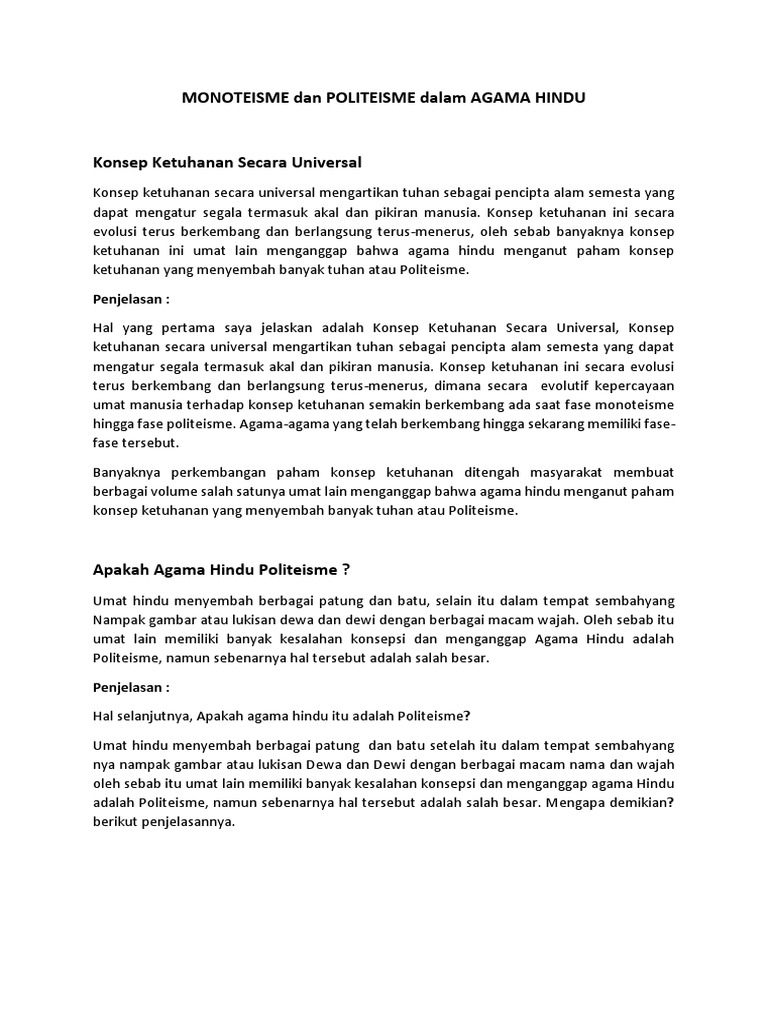 Monoteisme Hindu: Manifestasi Brahman | PDF