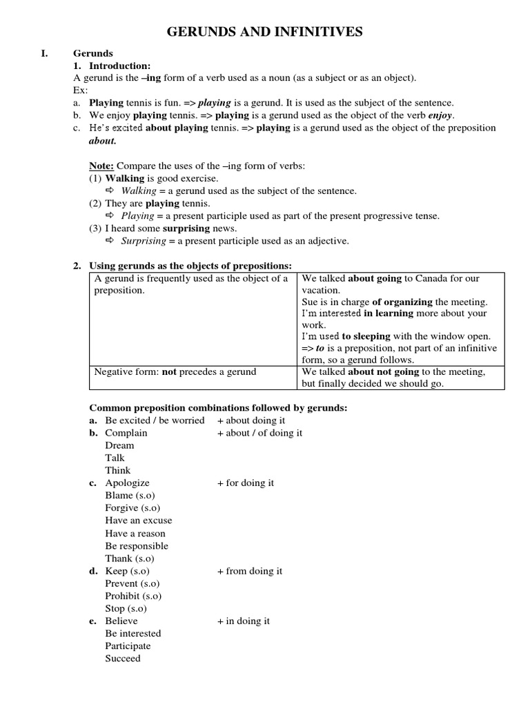 Gerunds and Infinitives - Verb List | PDF | Verb | Syntax